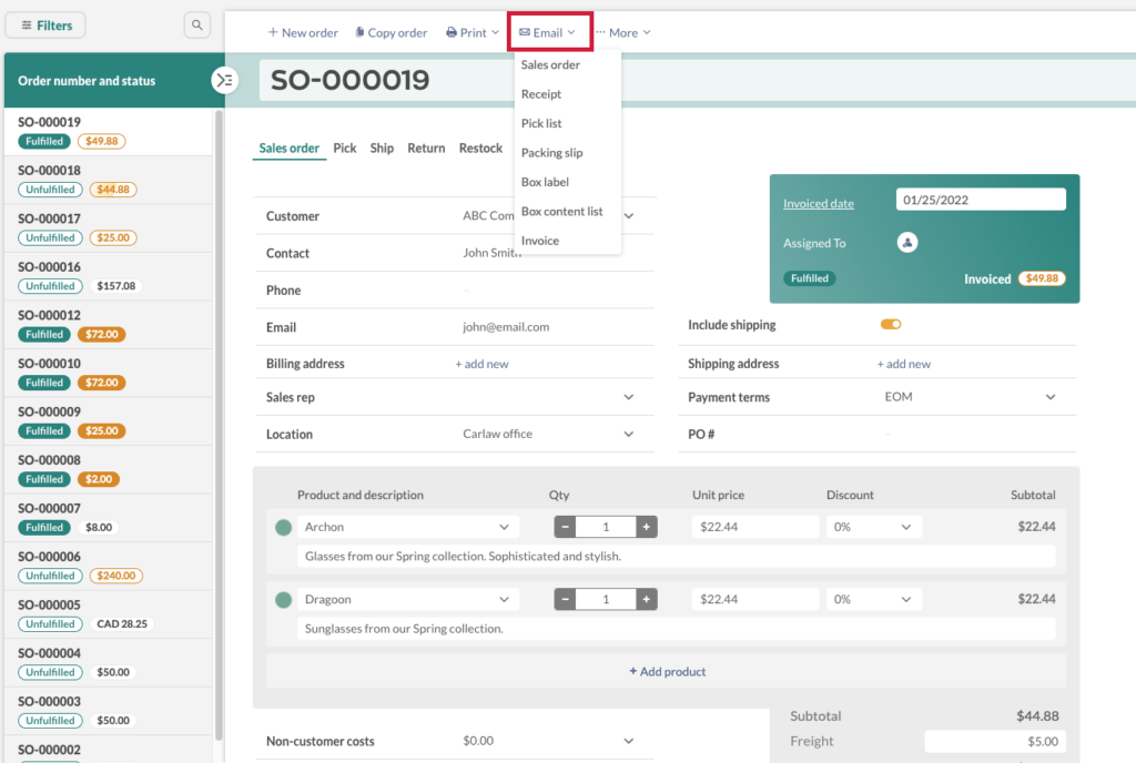 How to email invoices and other documents from inFlow Cloud - inFlow ...