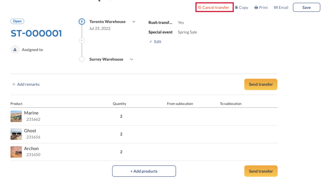 How to transfer stock between locations - inFlow Inventory