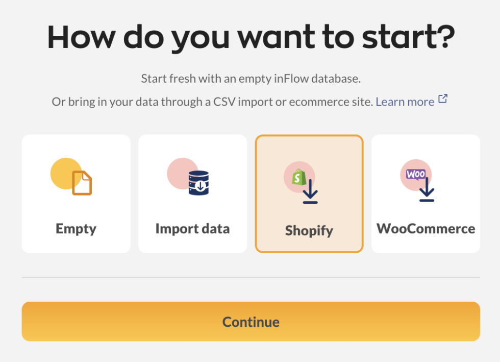 Starting a new inFlow Cloud database - inFlow Inventory