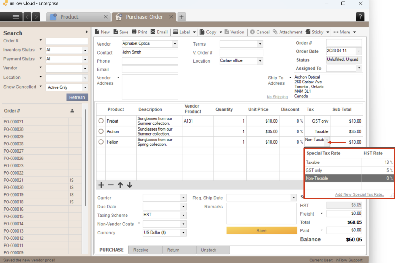How to tax some products differently on one order - inFlow Inventory
