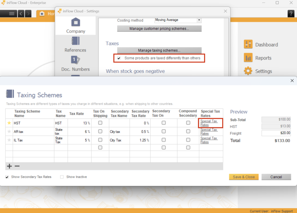 How to tax some products differently on one order - inFlow Inventory