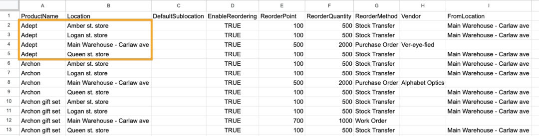 How to import reorder settings - inFlow Inventory
